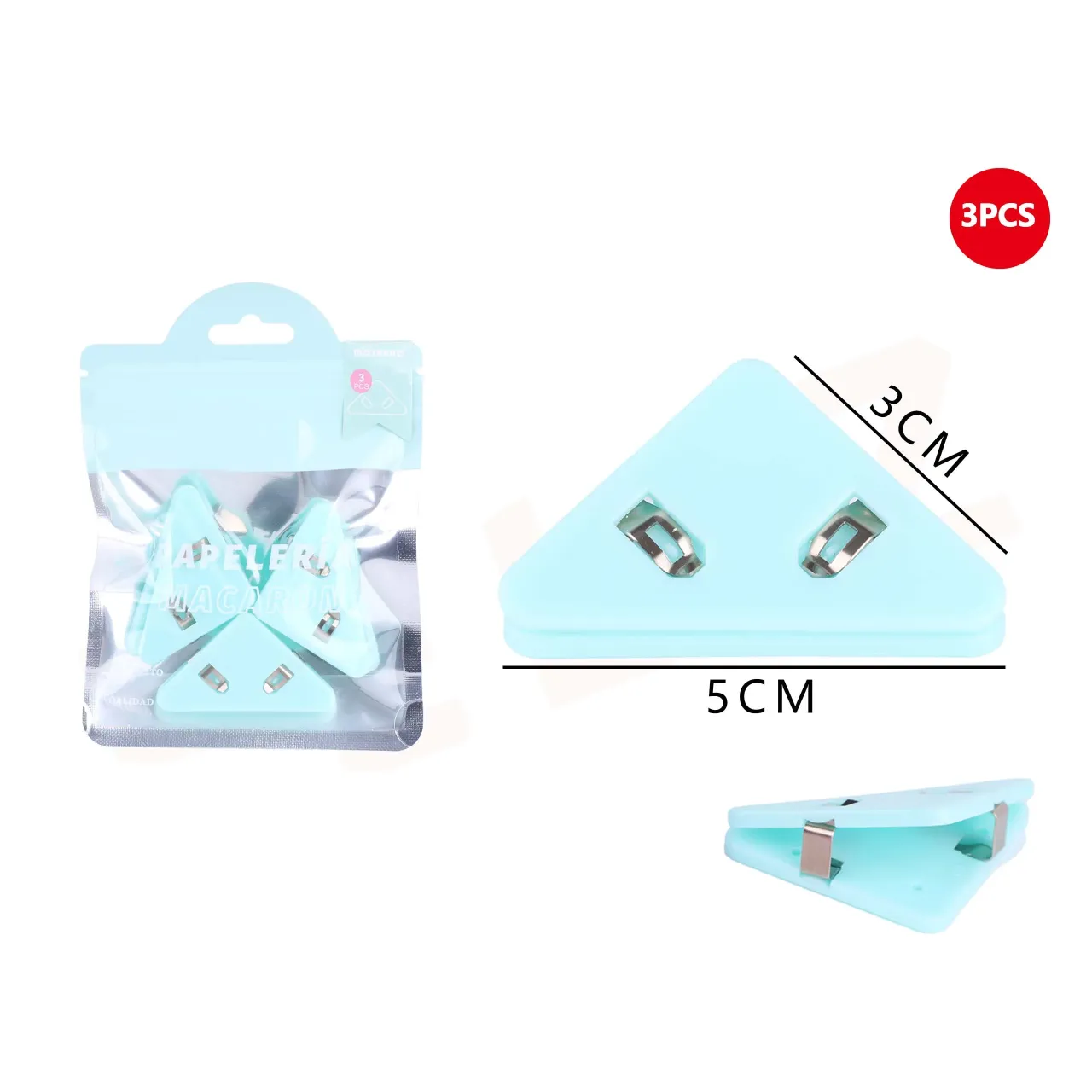 Pinza Triangulo verde pastel 5*3cm 3pcs