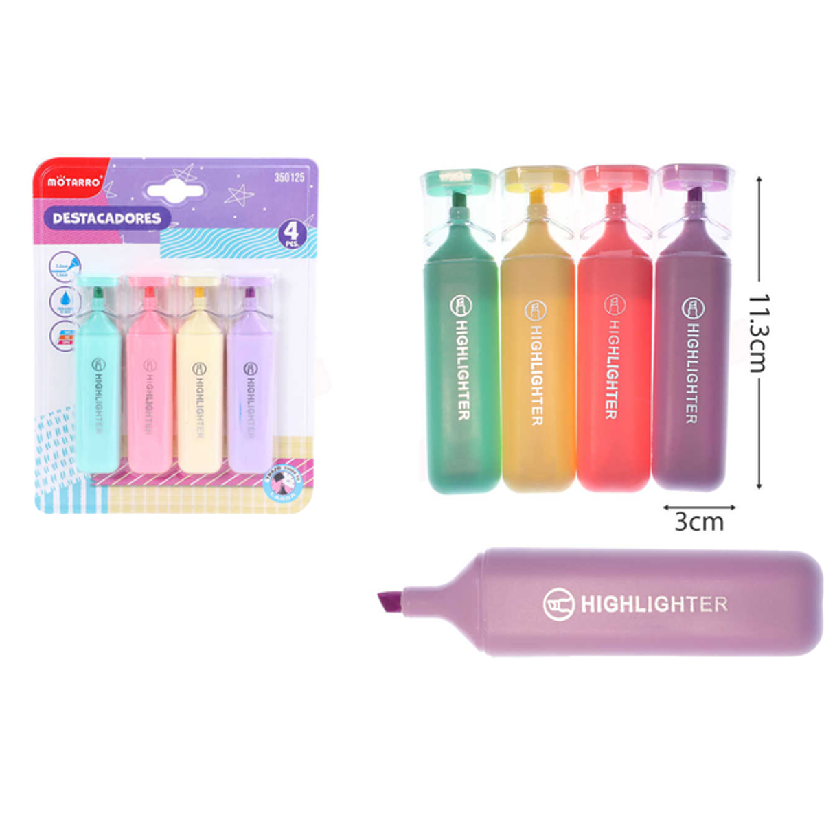 Destacadores colores Pastel 4pcs