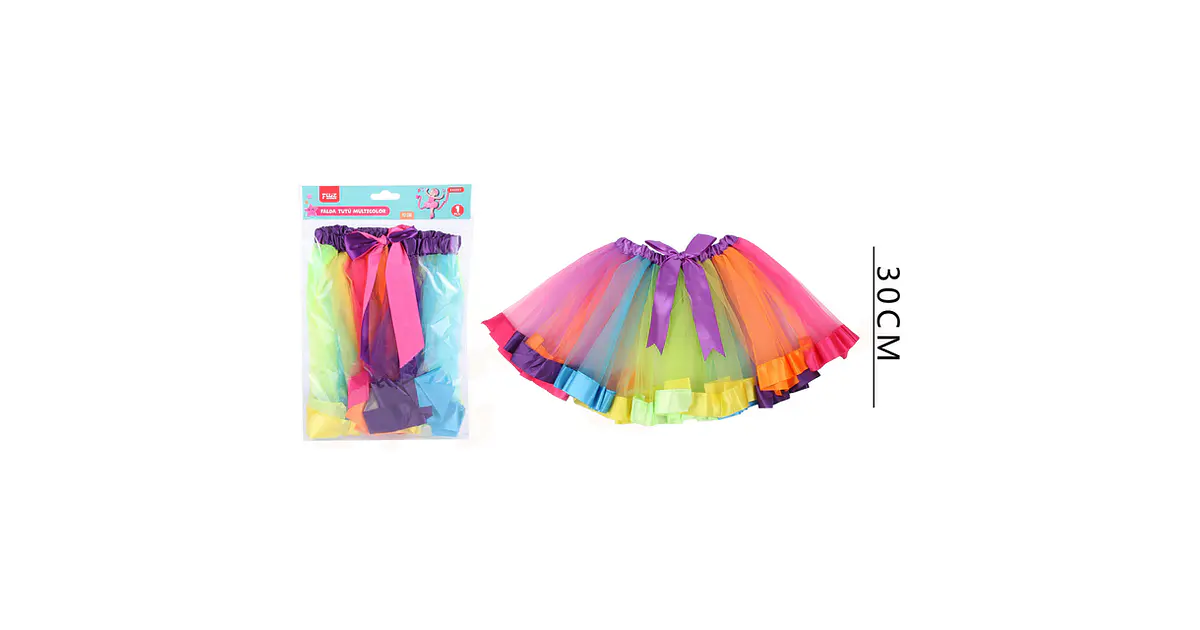 Falda Tutú Multicolor lazo morado 30CM