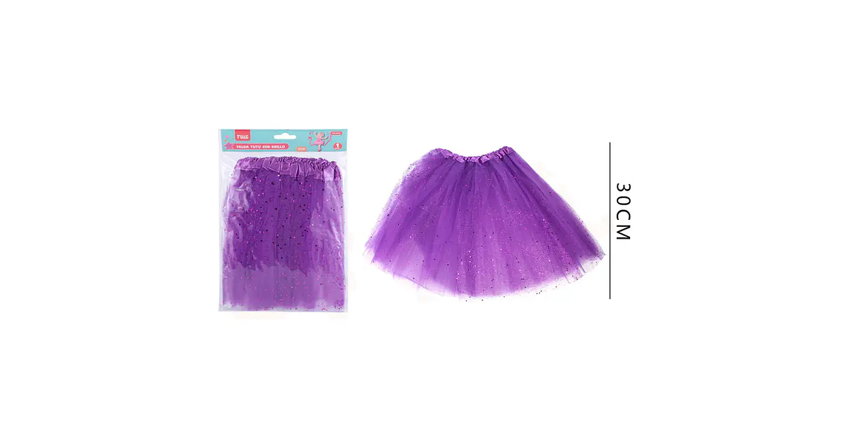 Falda Tutú con Brillo Morado 30CM