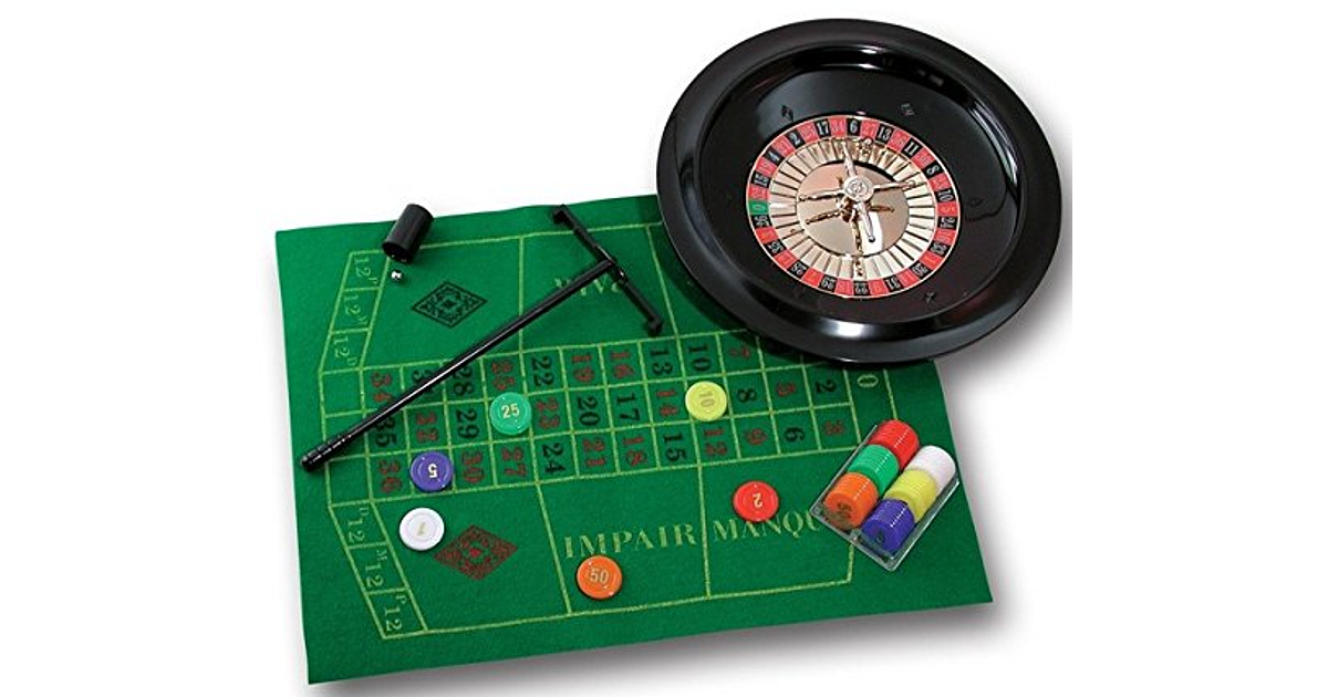 Juego de ruleta con tapete y fichas.