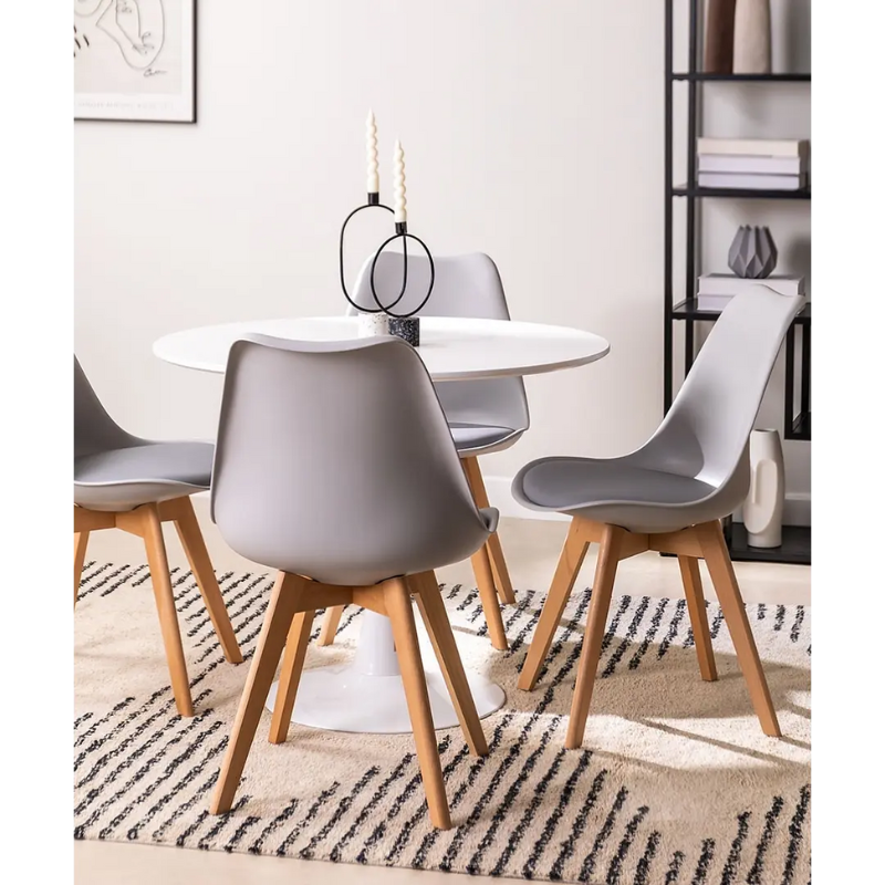 Comedor Ankara redondo blanco 80 cm con 4 Sillas Tulip