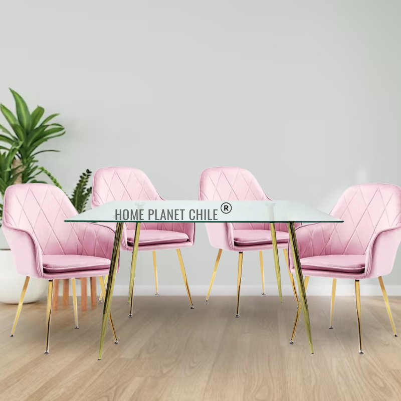 Comedor Diamond Gold rectangular vidrio 130x80 cm