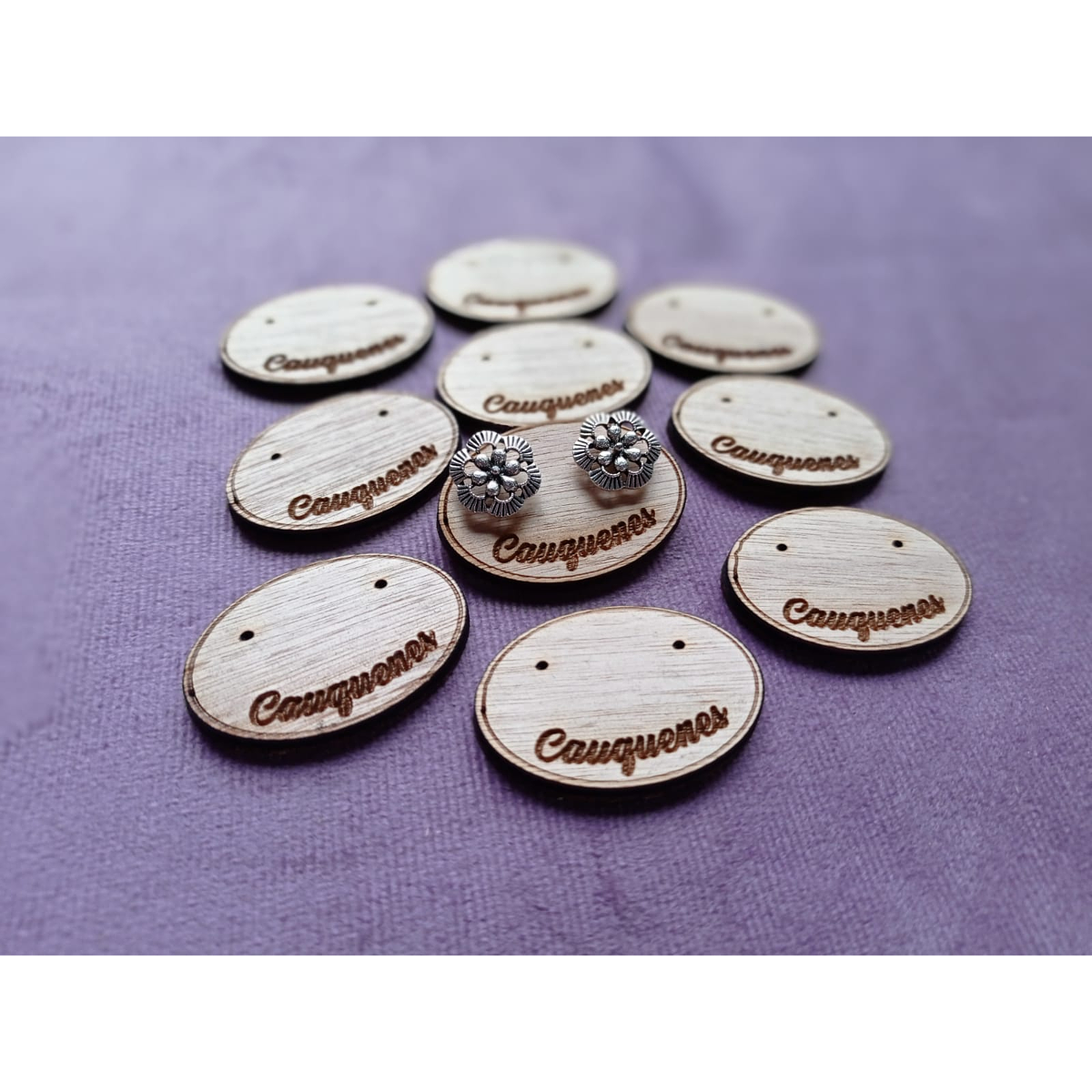 Pack 100 Porta aros de madera con nombre de localidad