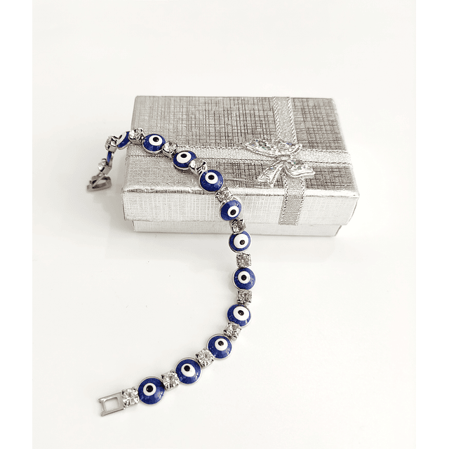 Pulsera ojo turco azul con cristales