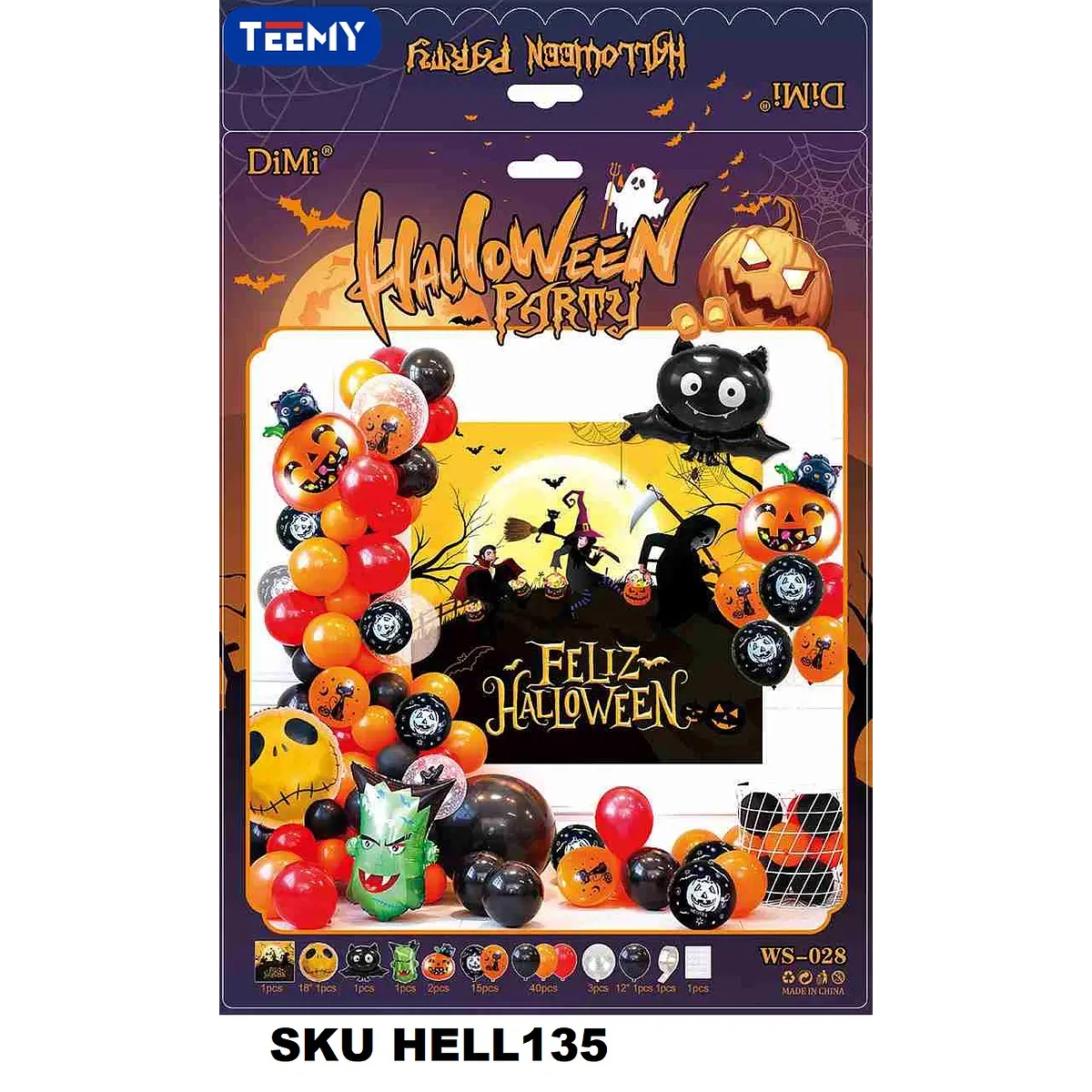 SET DE DECORACION HALLOWEEN 50 PZAS, PAQUETE 6 PIEZAS