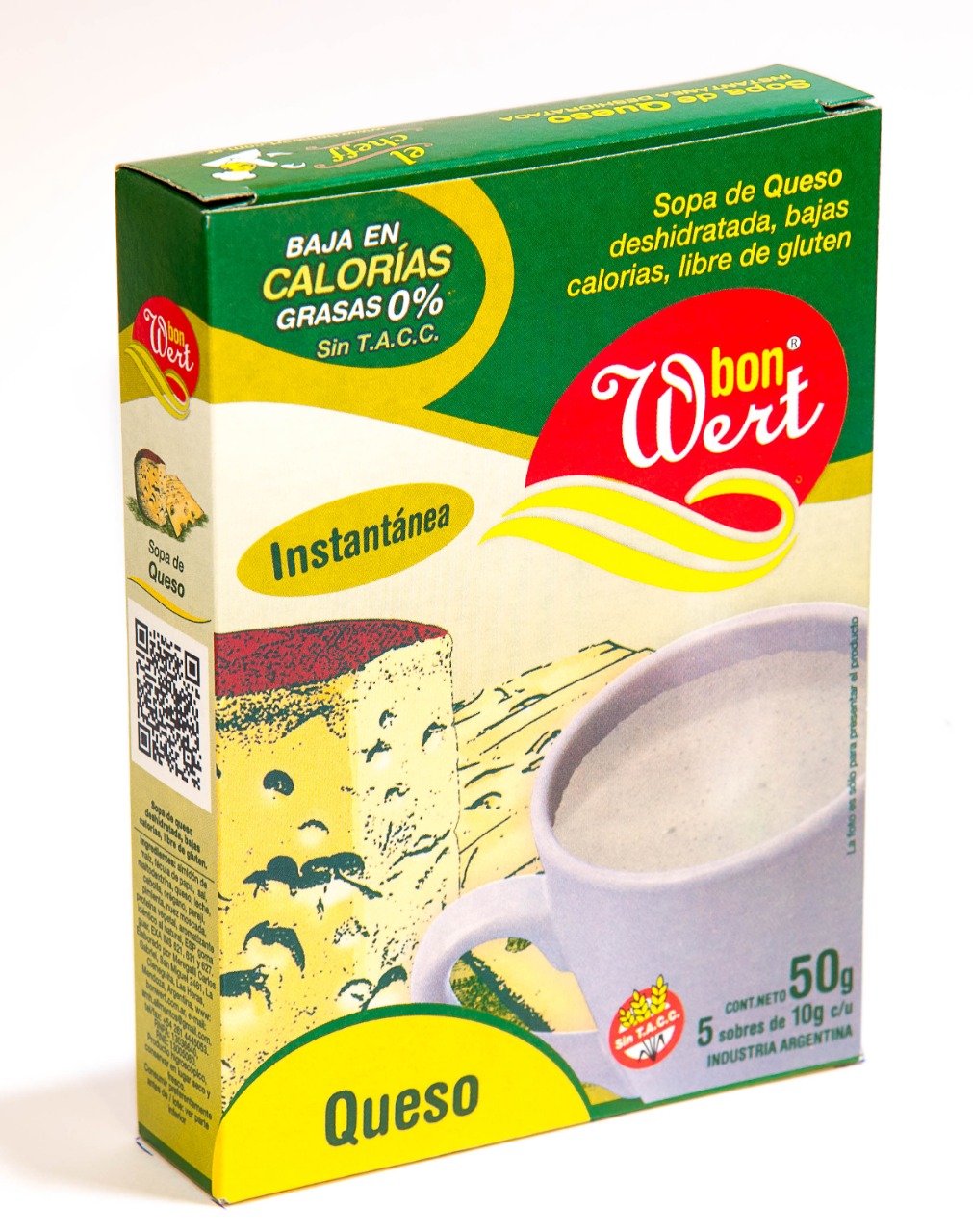 Caja 5 Sobre Sopa Instantánea Queso Bon Wert Sin Gluten