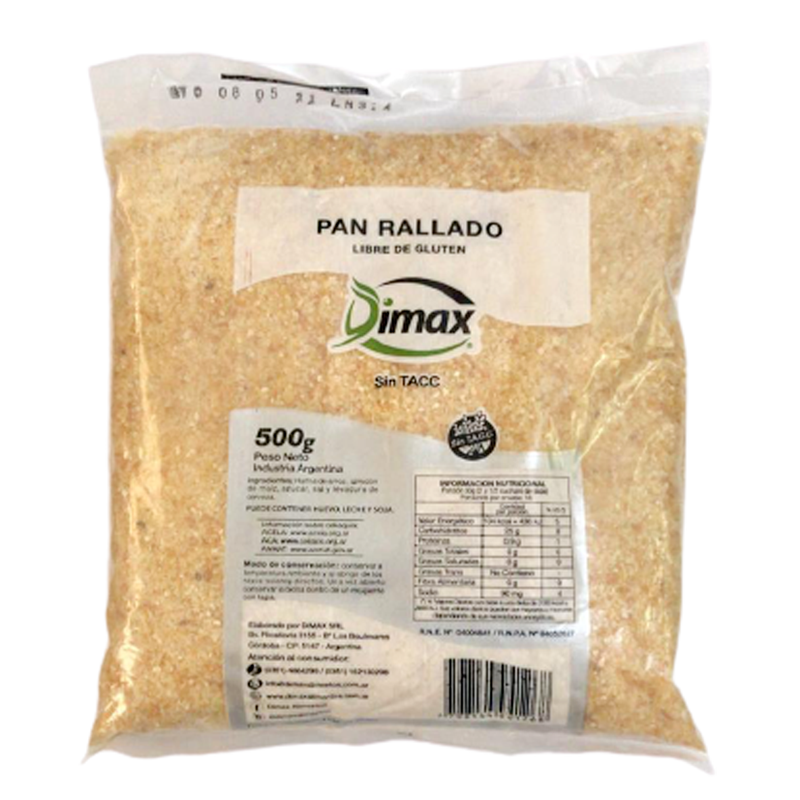 Pan Rallado Dimax Libre de Gluten 500 Gramos