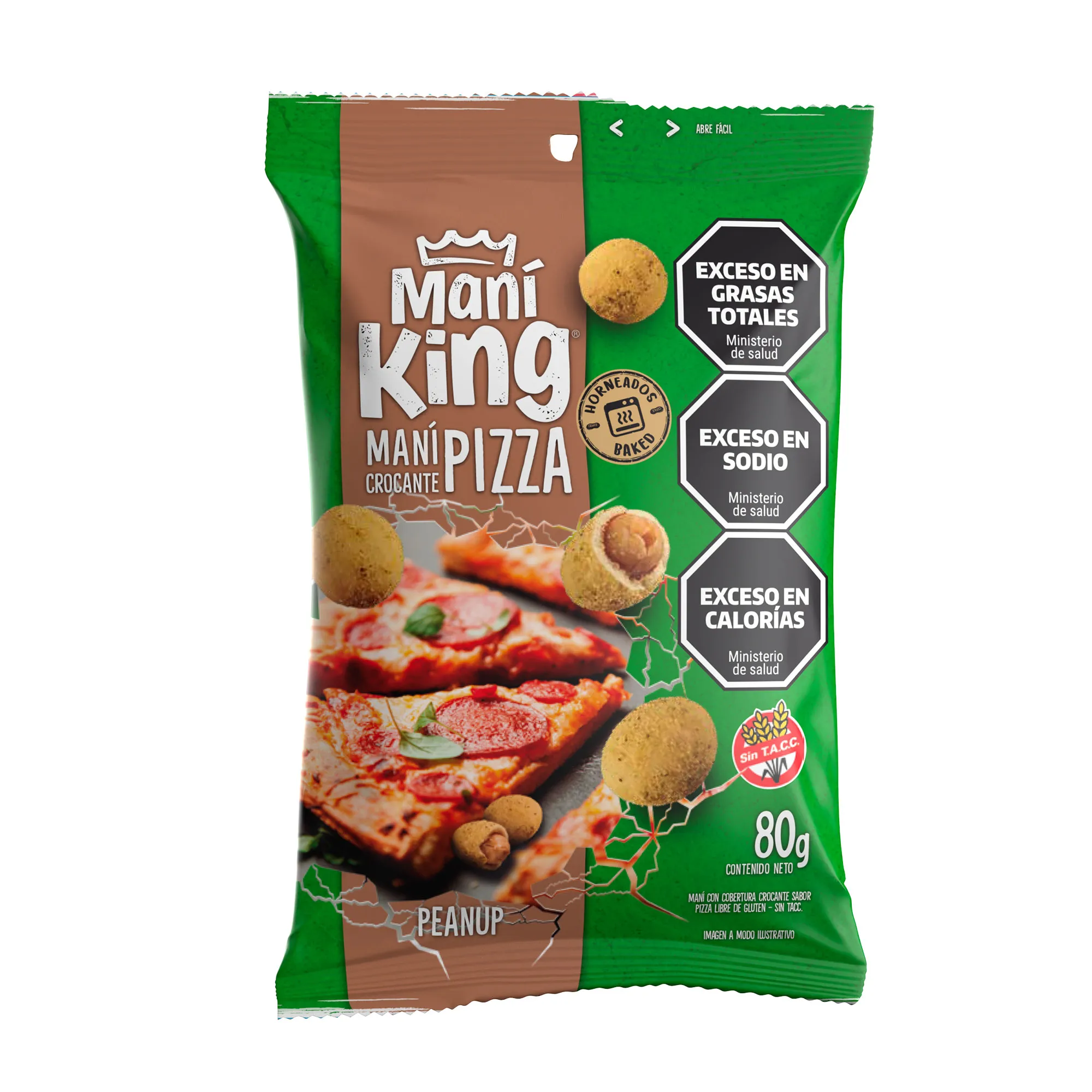 Maní Crocante Sabor Pizza King Sin Gluten 80 Gramos