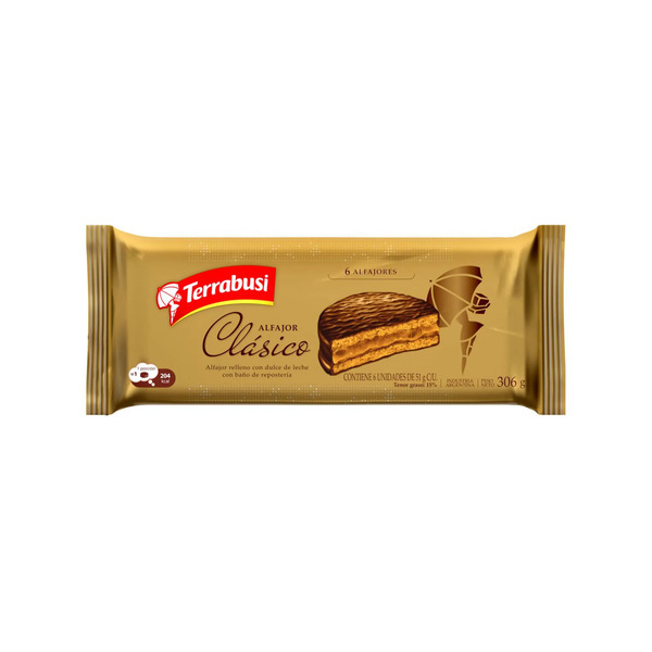 Pack 6 Alfajor Terrabusi Clásico Chocolate