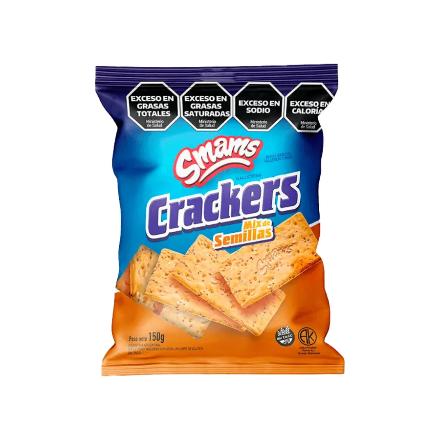 Galletas Crackers Smams Mix de Semillas Sin Gluten 150 Gramo