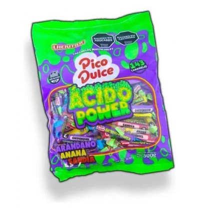 Bolsa PIco Dulce Caramelo Masticable Acido Power Sin Gluten