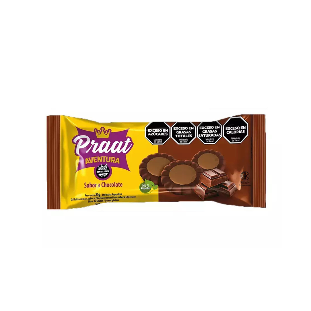 Galletitas Aventura Chocolate Praat Veganas Sin Gluten 80 Gr
