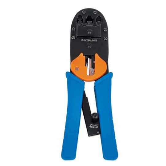 Pinza para crimpear plug modular RJ45, RJ12 y RJ11, Corta y