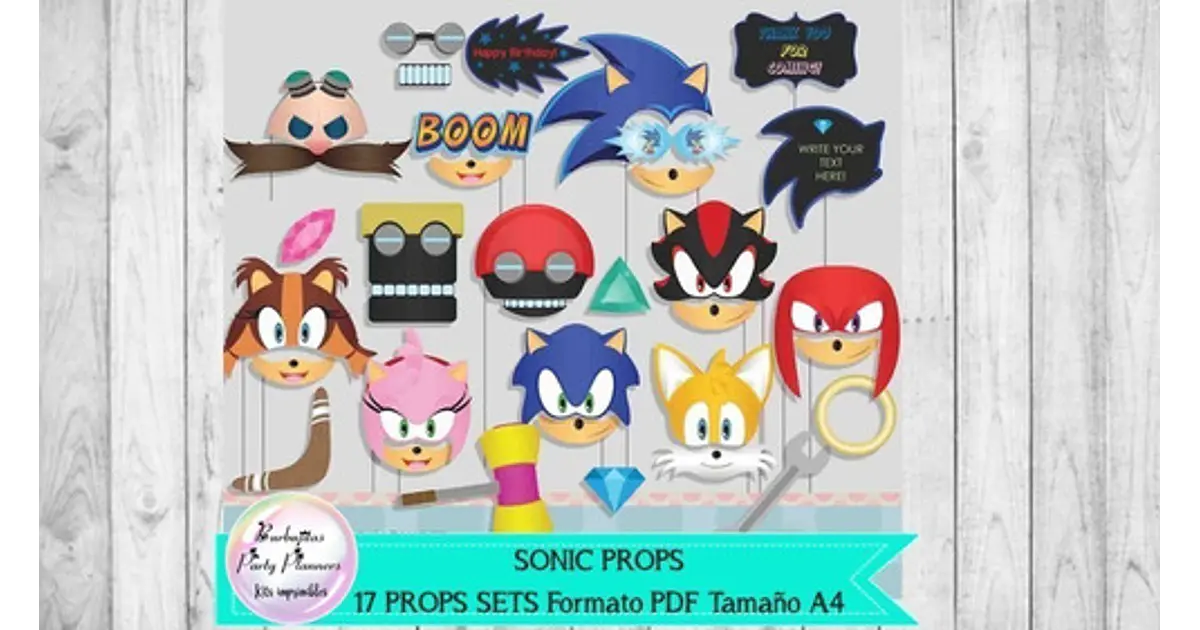 Sonic Photo Booth Props X 17 Formato Pdf A4