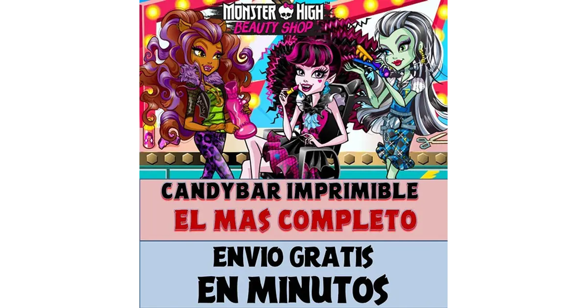 Kit Imprimible Candy Bar Monster High El Mas Completo