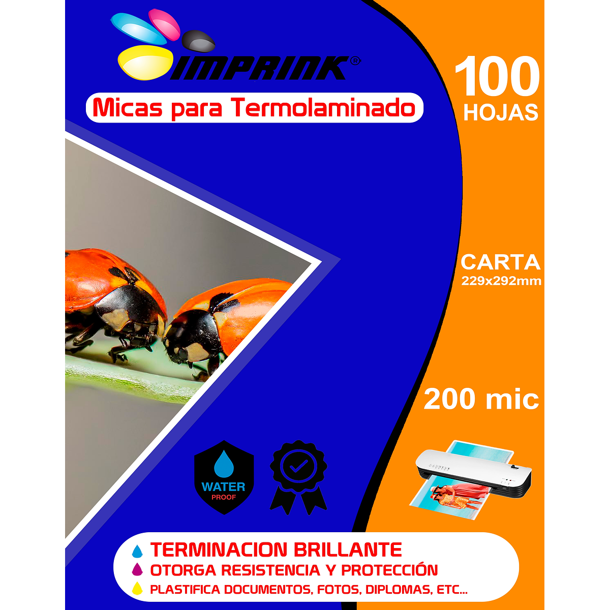 100 Micas Para Termolaminadora tamaño Carta 200 micrones