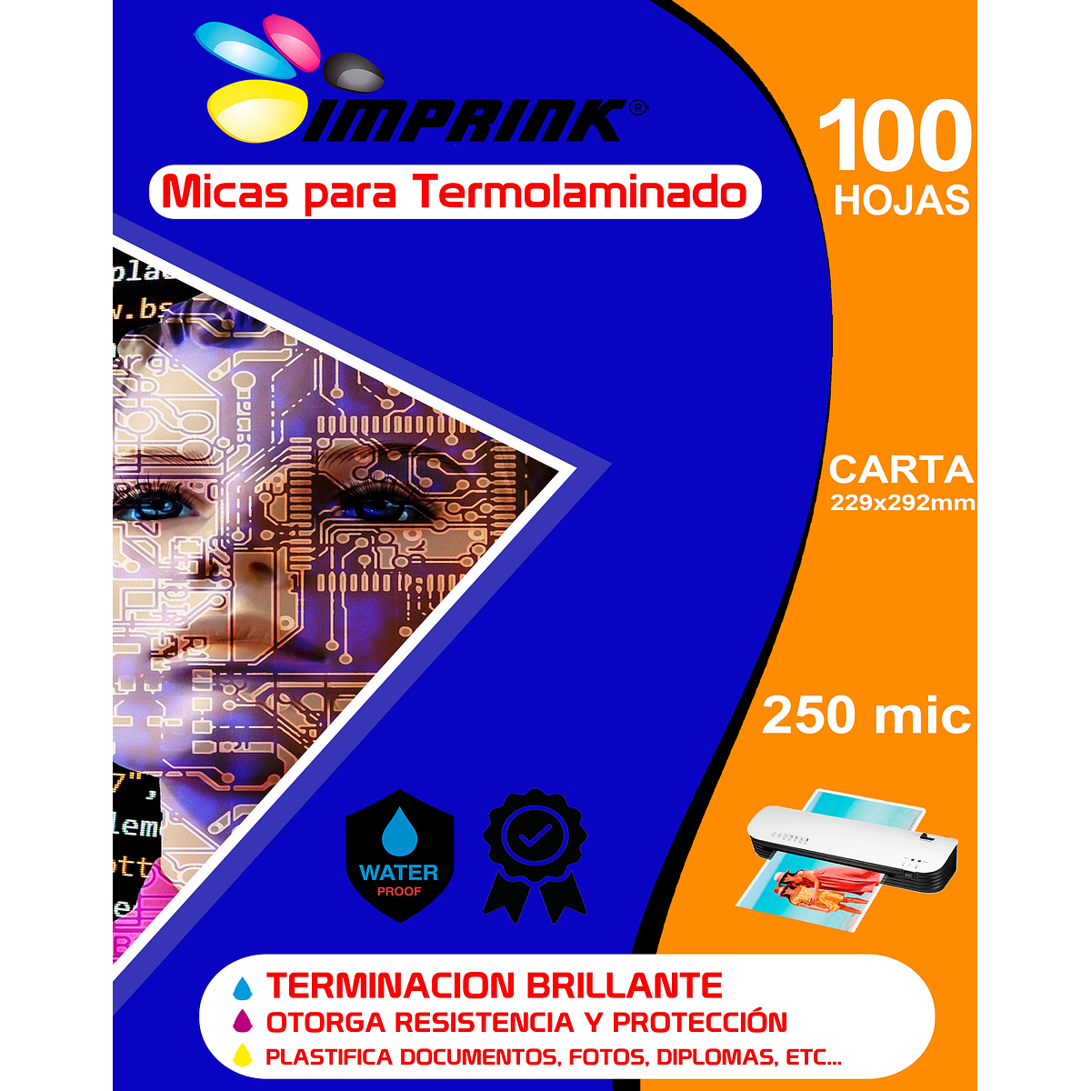 100 Micas Para Termolaminadora tamaño Carta 250 micrones