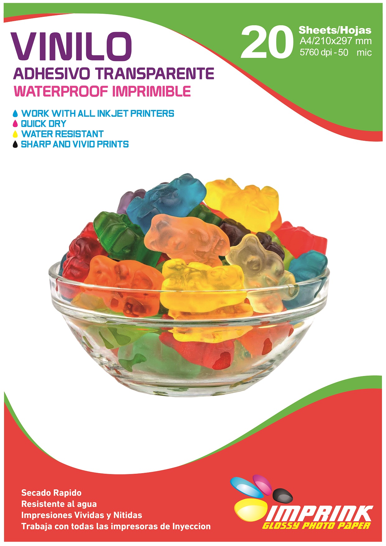 Film Plástico Adhesivo Transparente A4 / 135g 20 hojas