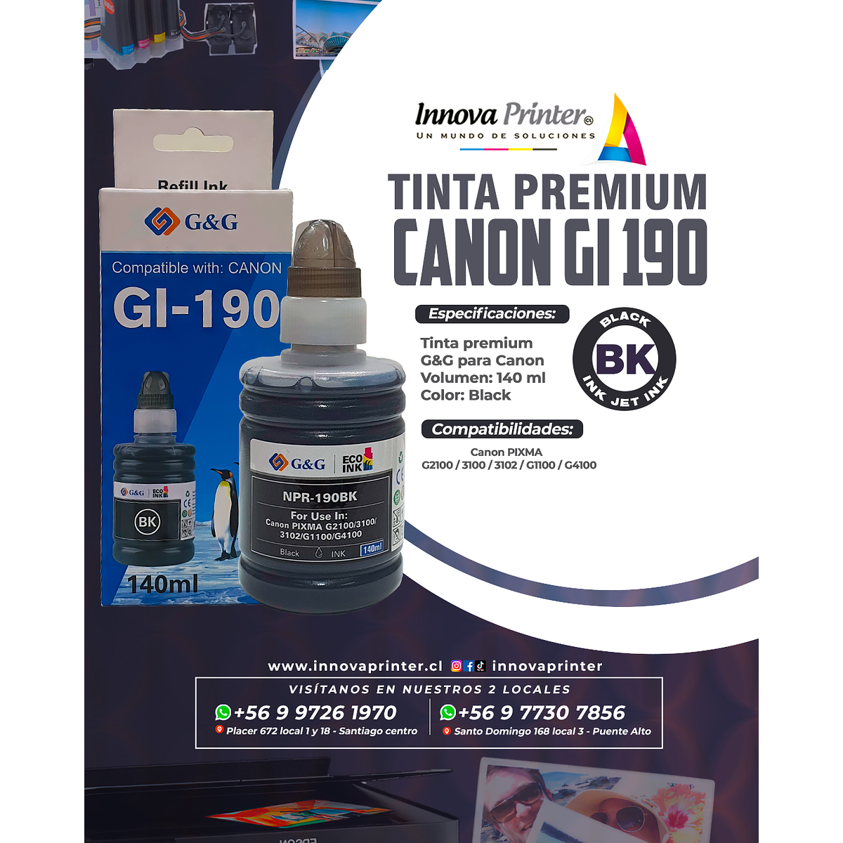 Tinta Premium Canon GI 190 / Black