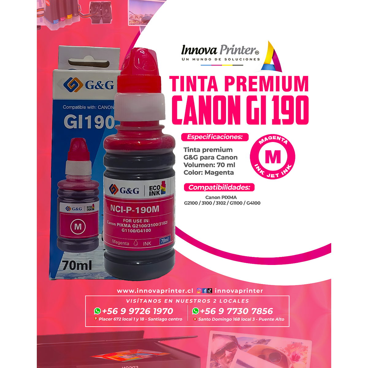 Tinta Premium Canon GI 190 / Magenta