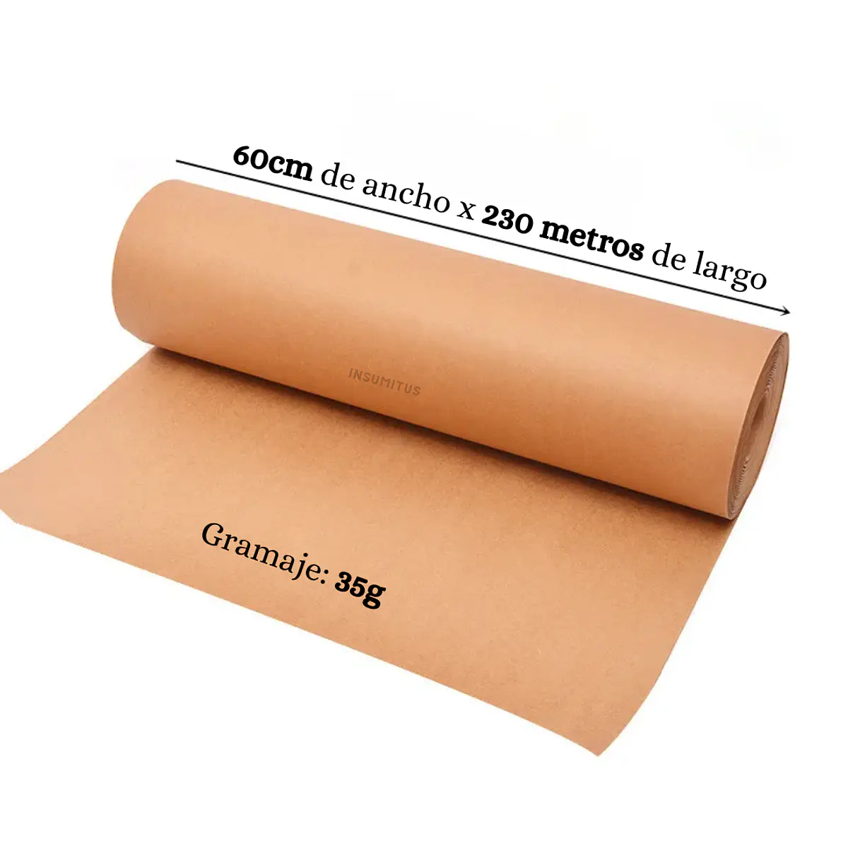 Rollo de Papel Kraft 60cm X 230 Metros x 35gr