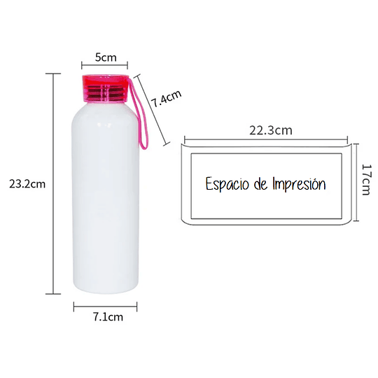 Botella Sublimable Tapa de Color