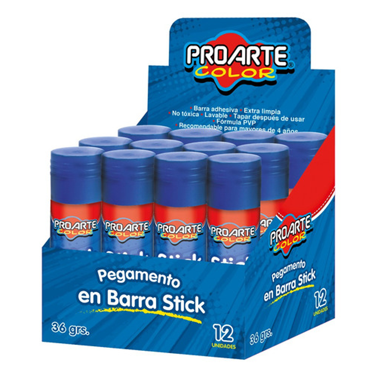 Pegamento Barra Stick 36g Caja 12 Uni. Proarte | ISA TOYS CHILE