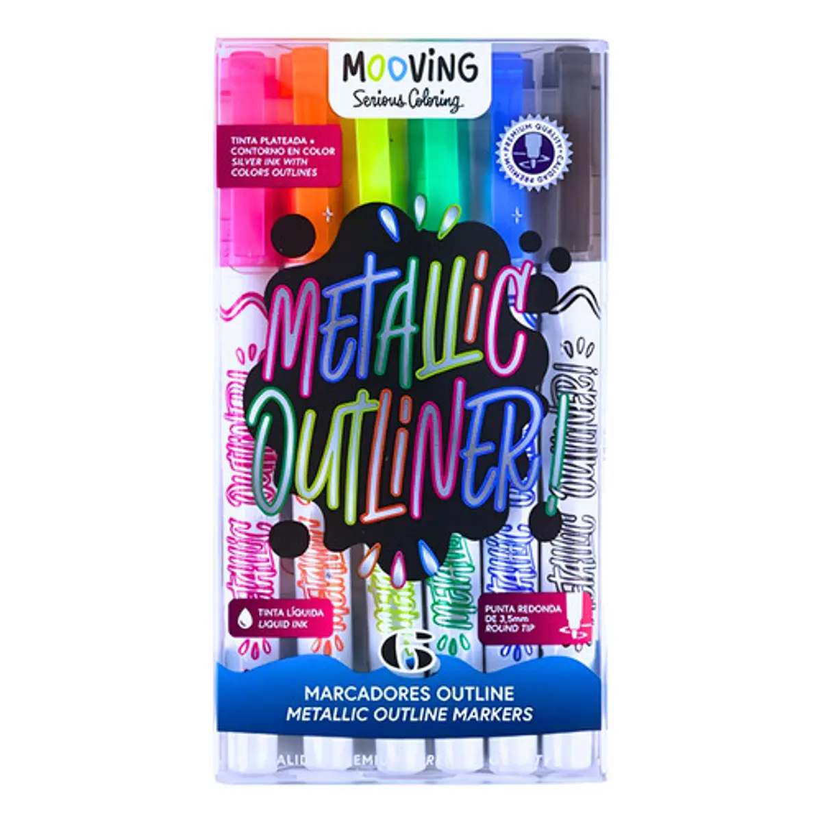 Marcadores Outliner Metallic Outliner 6 Colores Mooving | ISA TOYS CHILE