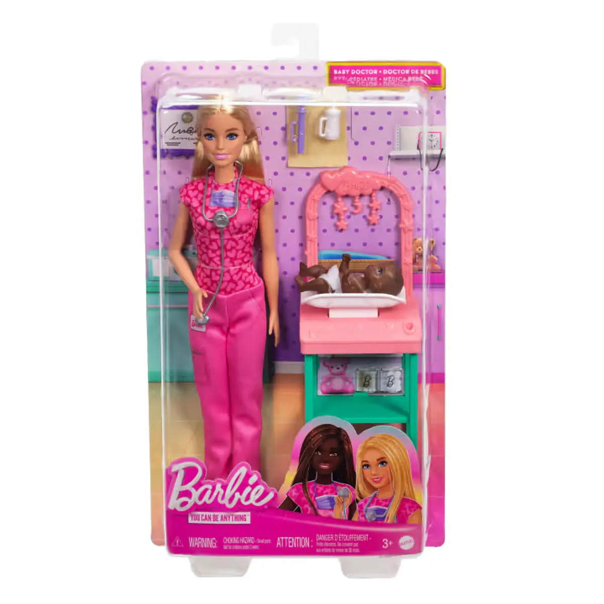 MUÑECA BARBIE PEDIATRA RUBIA CON BEBE MORENO | ISA TOYS CHILE