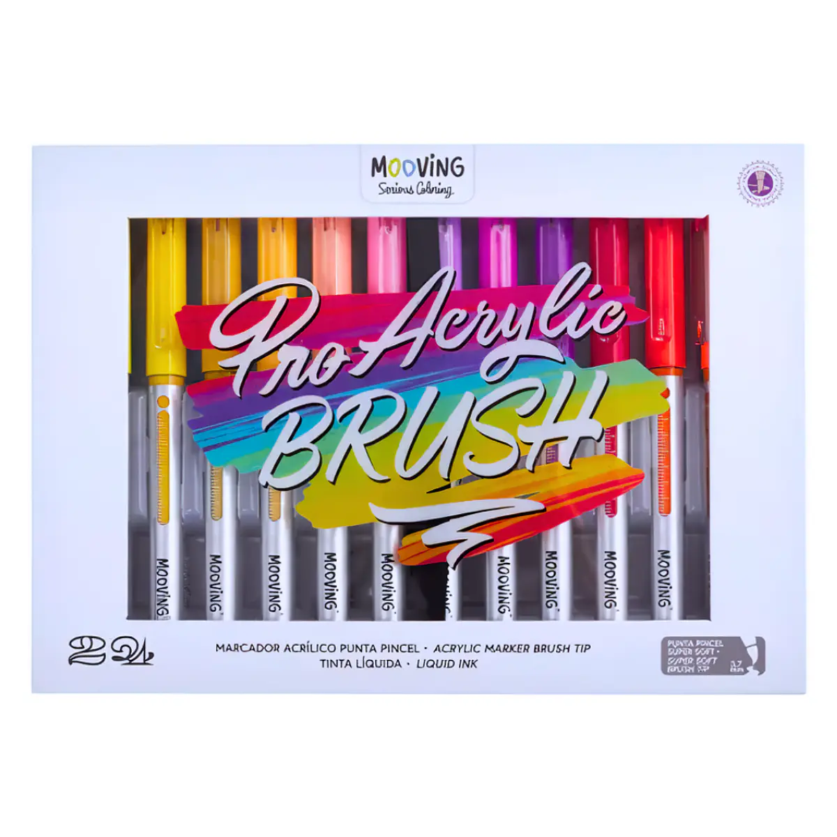 MARCADORES ACRÍLICOS “PRO ACRYLIC BRUSH ” 24 COL MOOVING | ISA TOYS CHILE