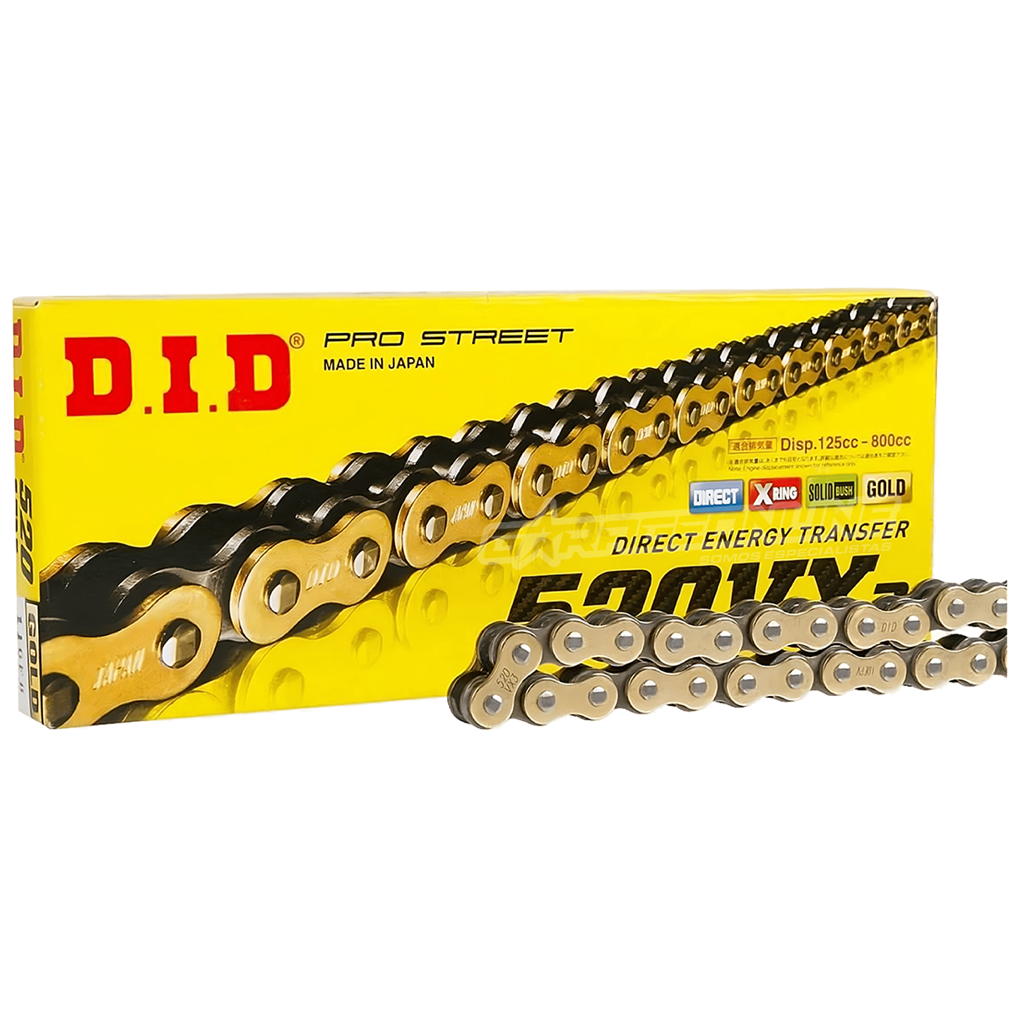 Cadena DID 520 VX3. Dorada, Con X'ring, Japonesa, 120L