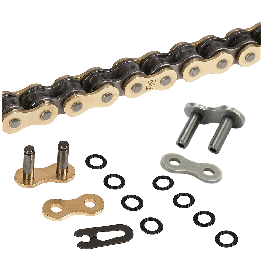 Cadena DID 520 VX3. Dorada, Con X'ring, Japonesa, 120L