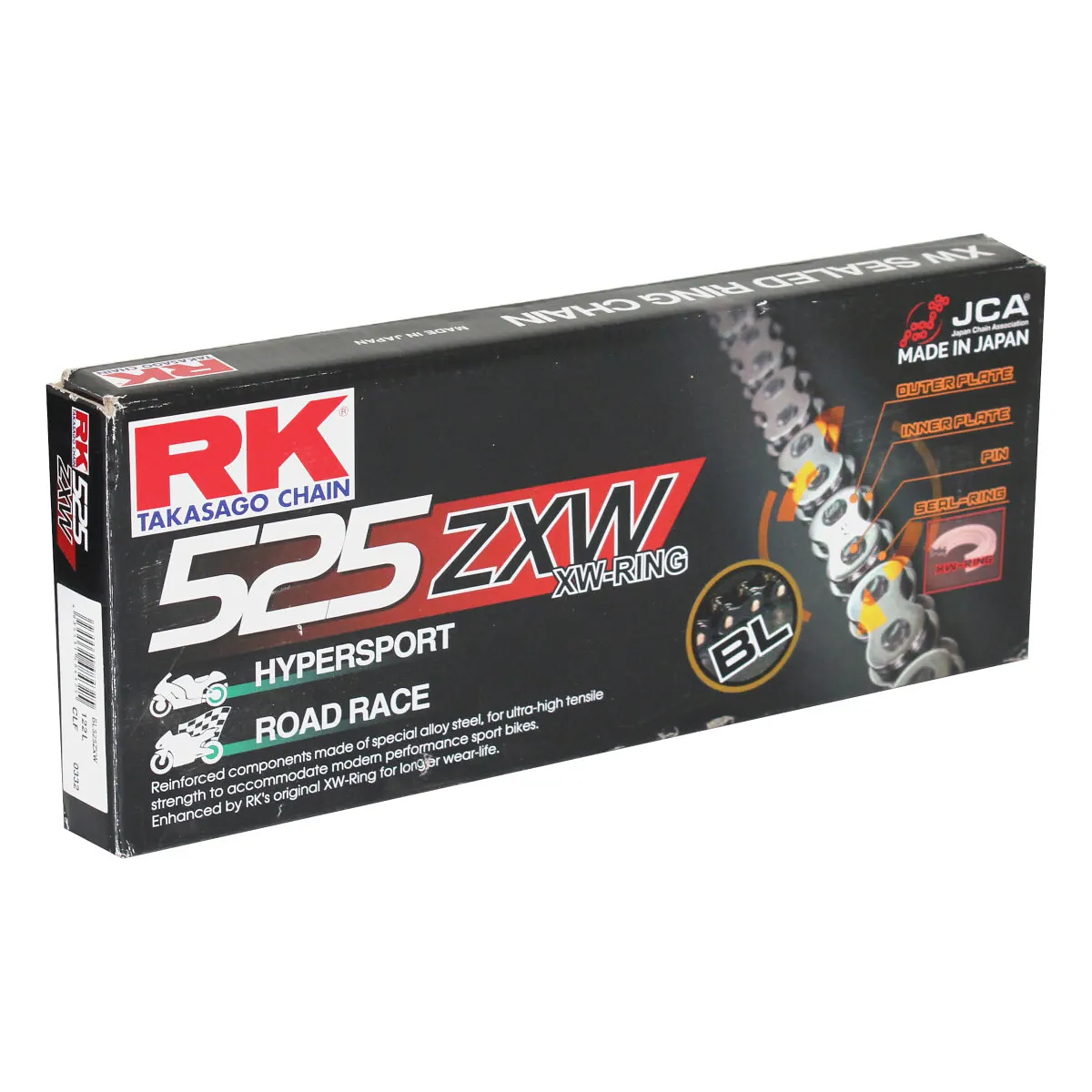 Cadena RK 525 ZXW. Con XW'ring. Black Scale