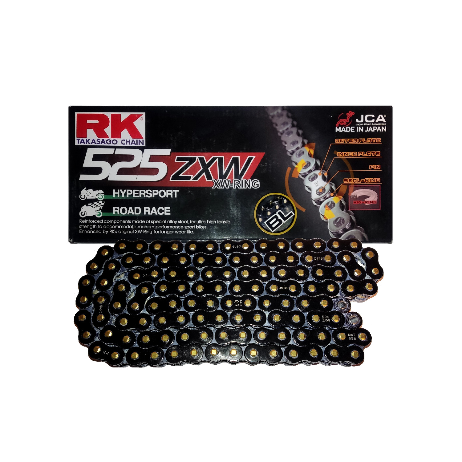 Cadena RK 525 ZXW. Con XW'ring. Black Scale