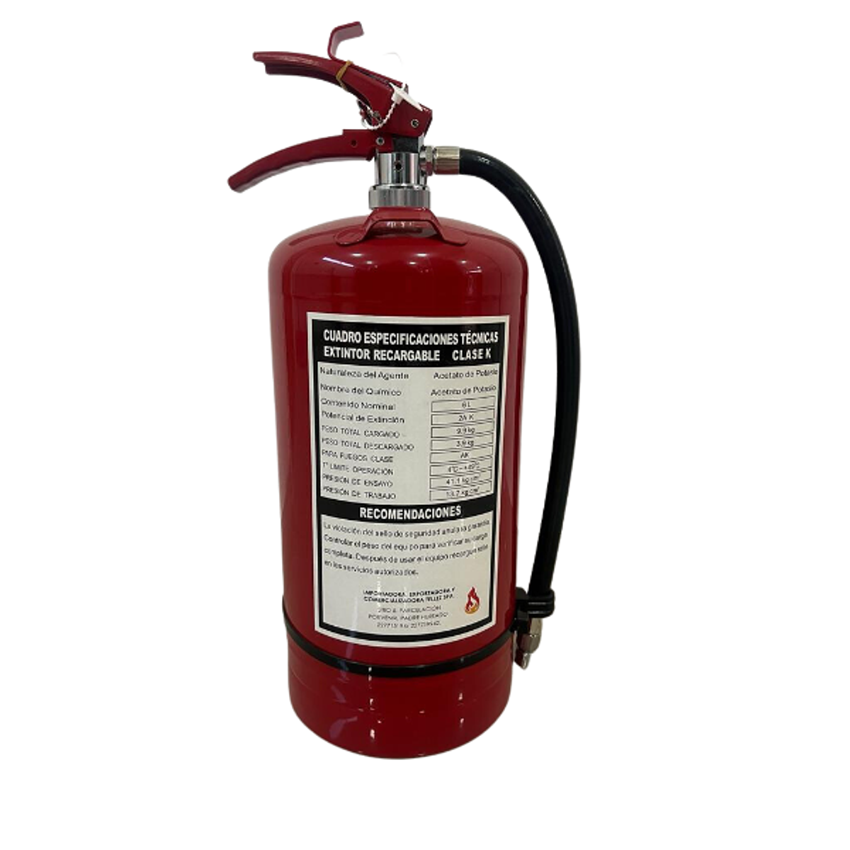 Extintor Clase K Acetato 6 Litros