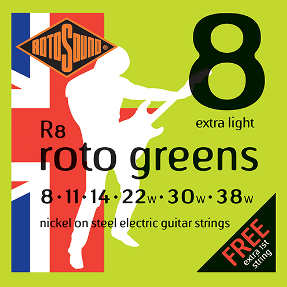 Set Cuerdas Guitarra Eléctrica 0.08 Rotosound Roto Green