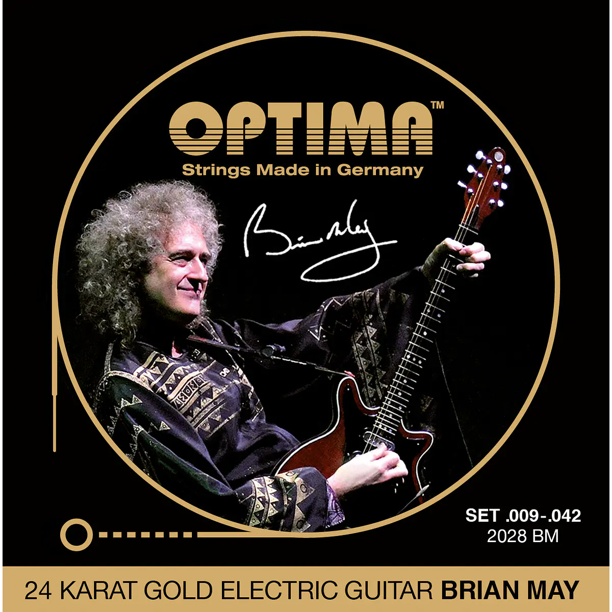 Set Cuerdas Guitarra Eléctrica 0.09 Optima 24K Gold Brian...