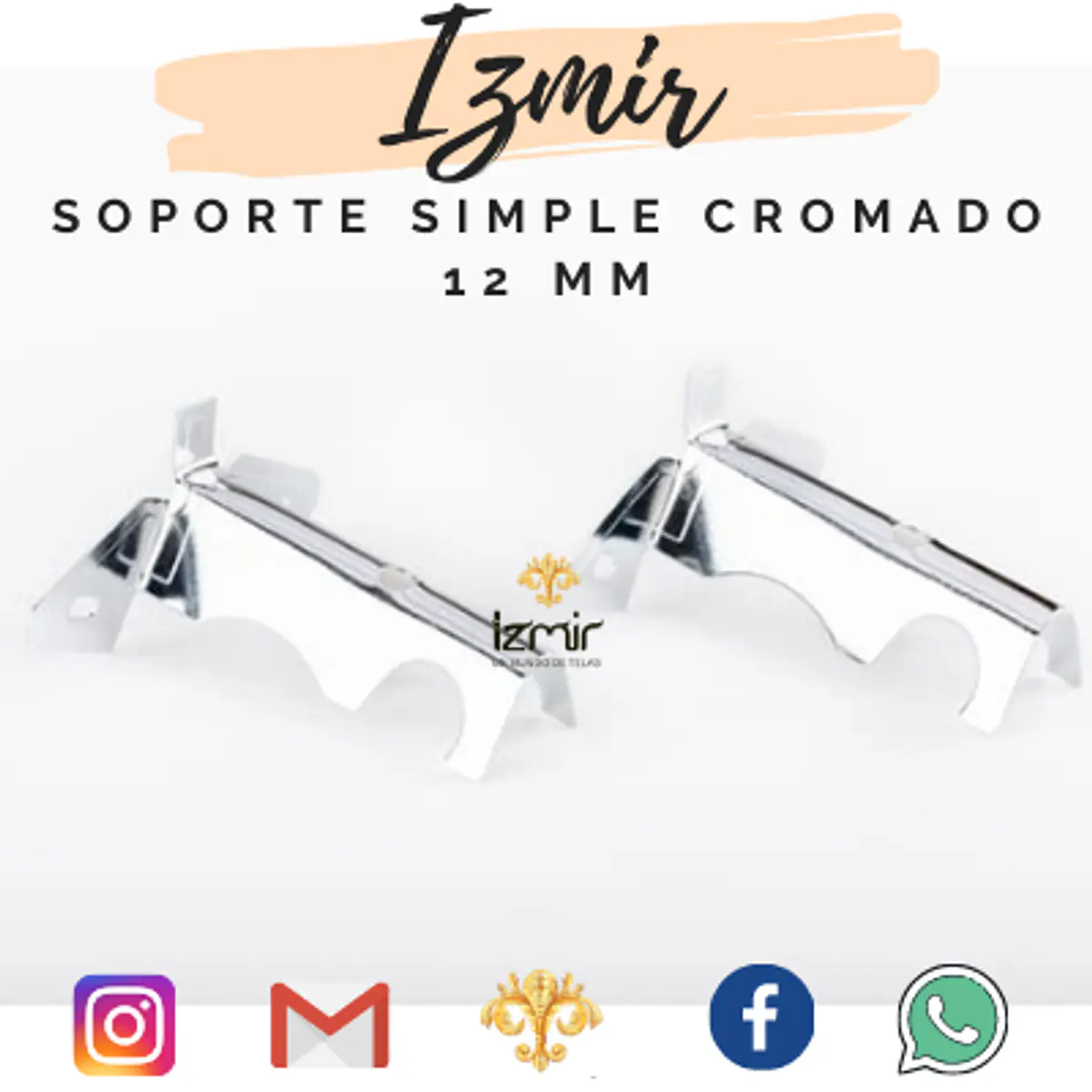 SOPORTE CROMADO SIMPLE 12 MM