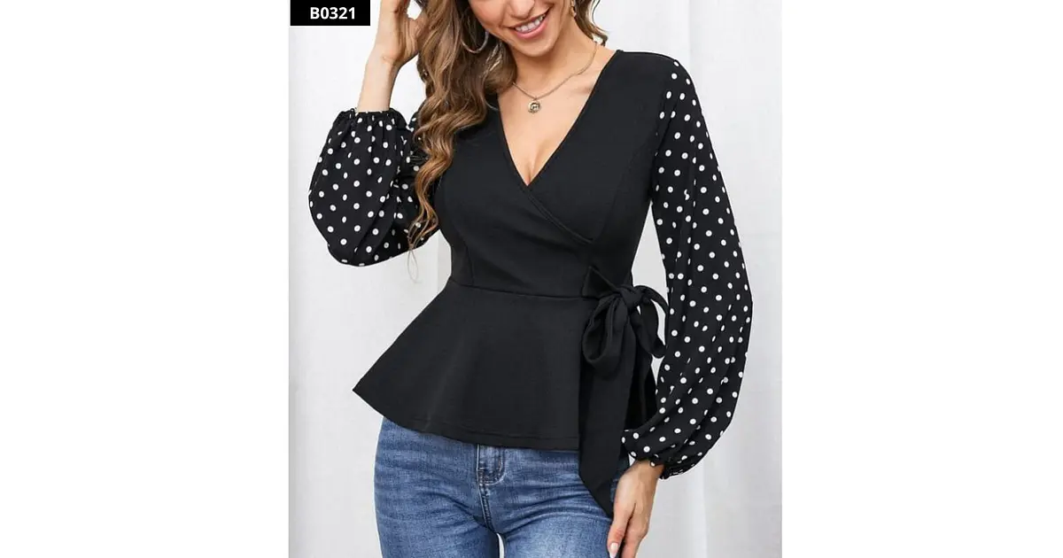 Blusa Cruzada con manga de puntos