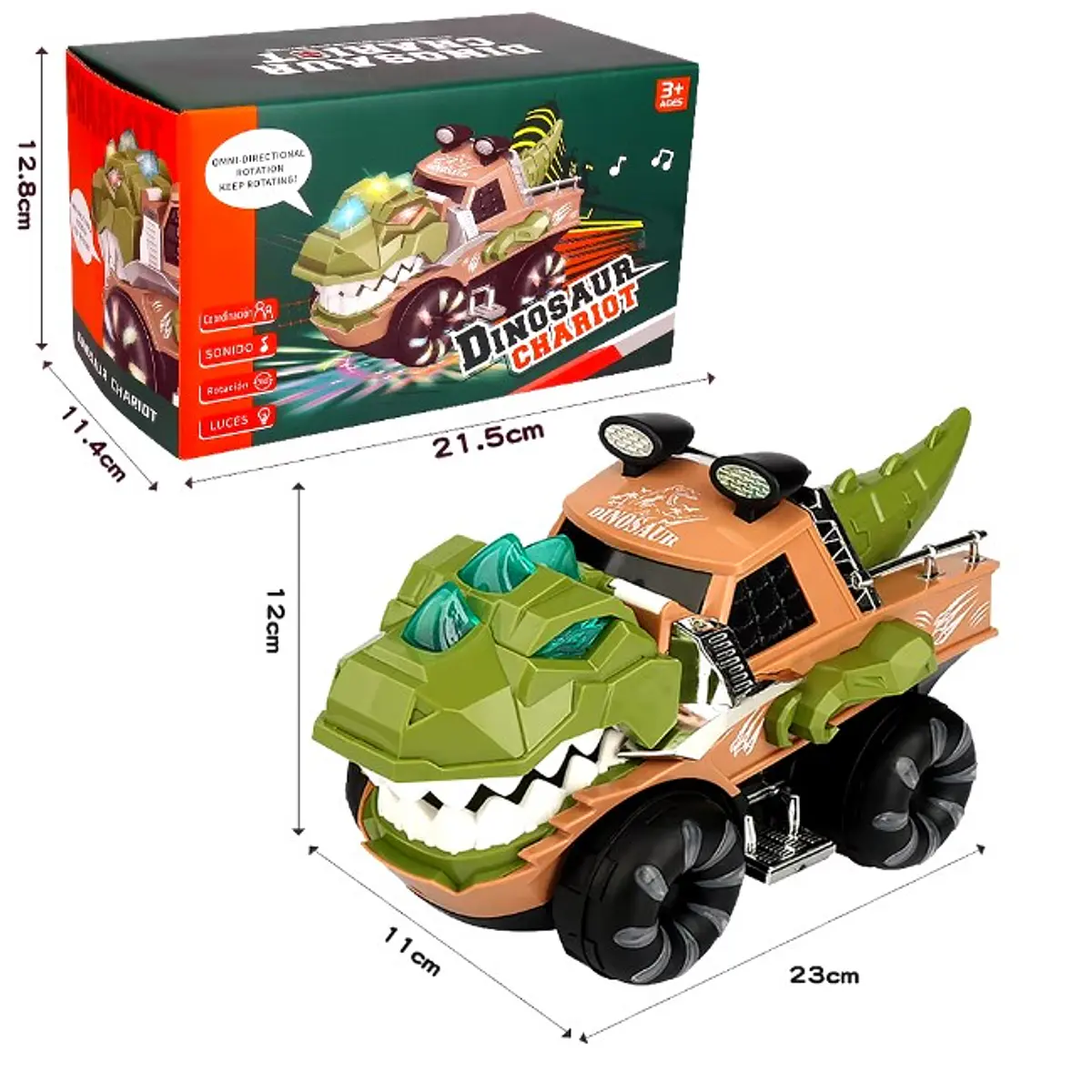CARRO CAMIONETA DINOSAURIO LUCES Y SONIDOS
