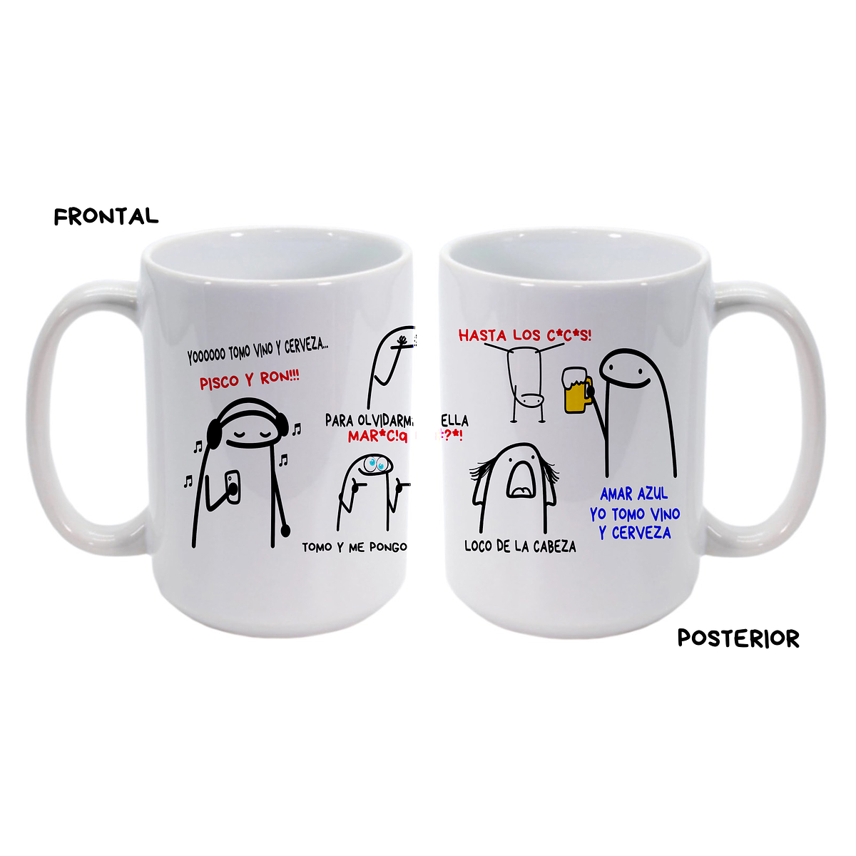 Tazón Amar Azul Yo Tomo Vino y Cerveza Flork