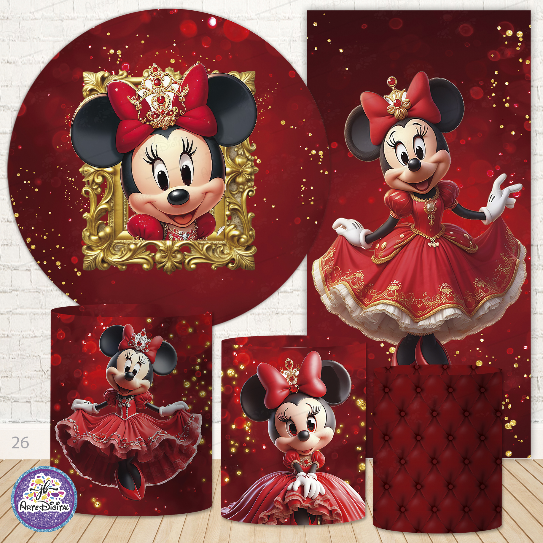 Kit Digital Painel + Trio + Laterais - Minnie Mouse-26