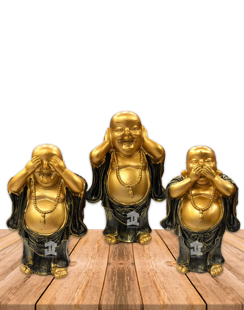 Figura Buda Ciego, Sordo y Mudo, Poliresina 5 JI21-24