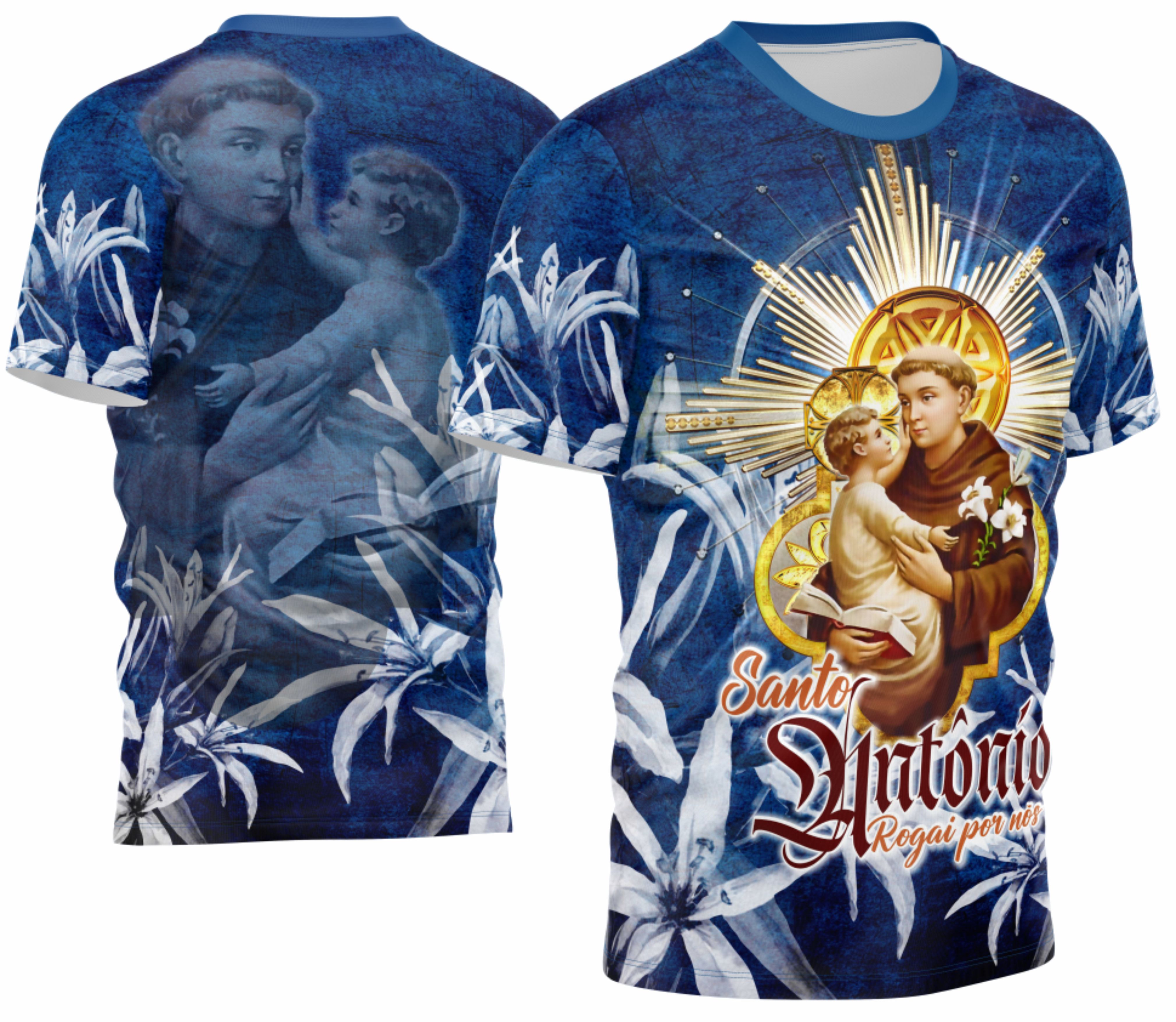 Arte Camisa Santo Antonio Azul