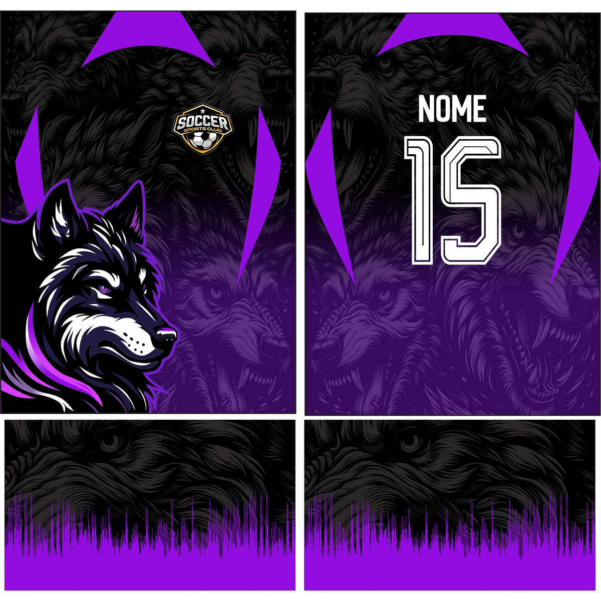 Arte Vetor Camisa interclasse Lobo roxo Mod-171