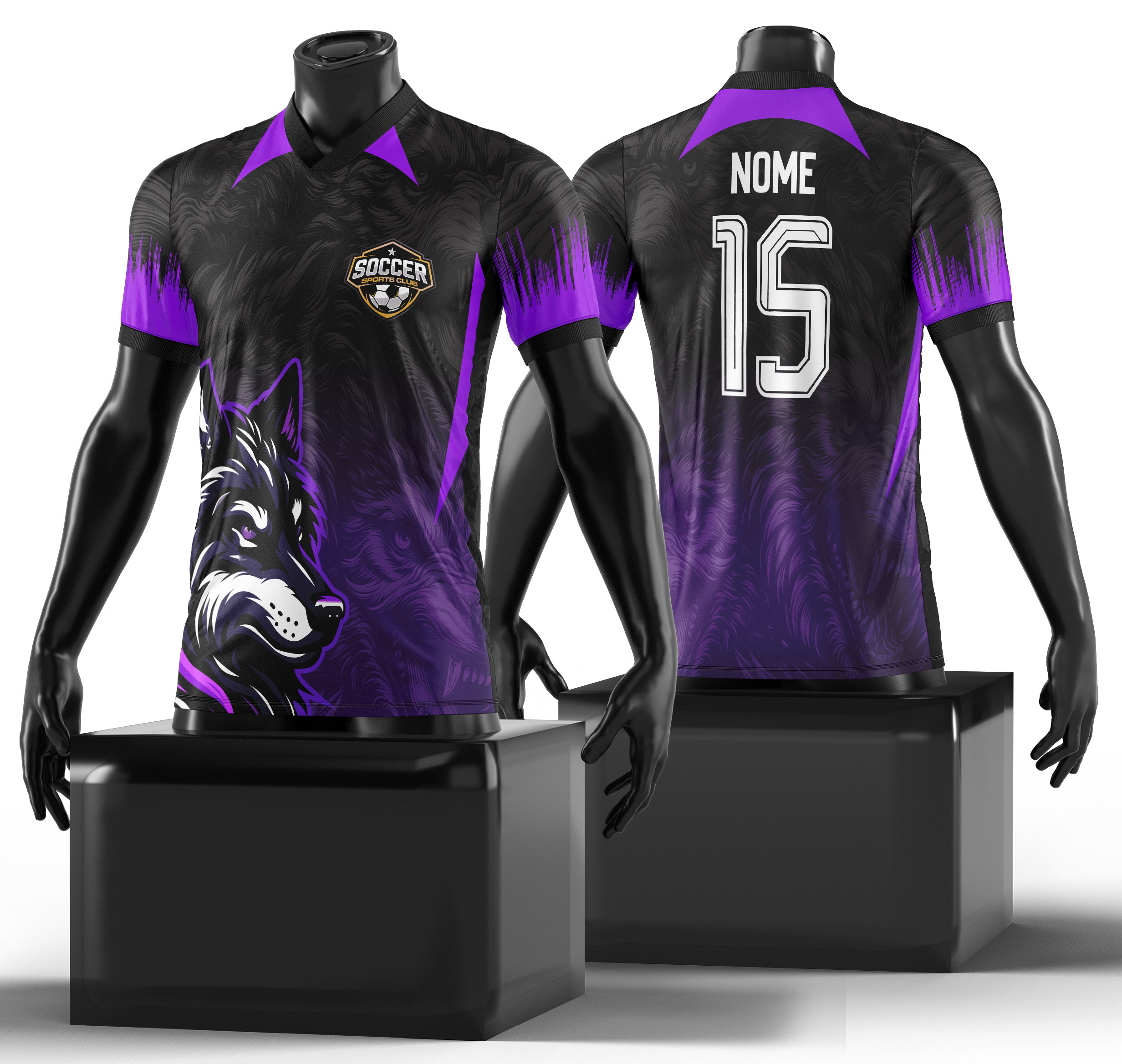 Arte Vetor Camisa interclasse Lobo roxo Mod-171