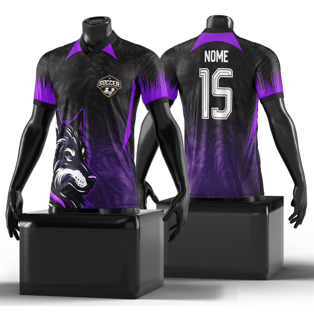 Arte Vetor Camisa interclasse Lobo roxo Mod-171