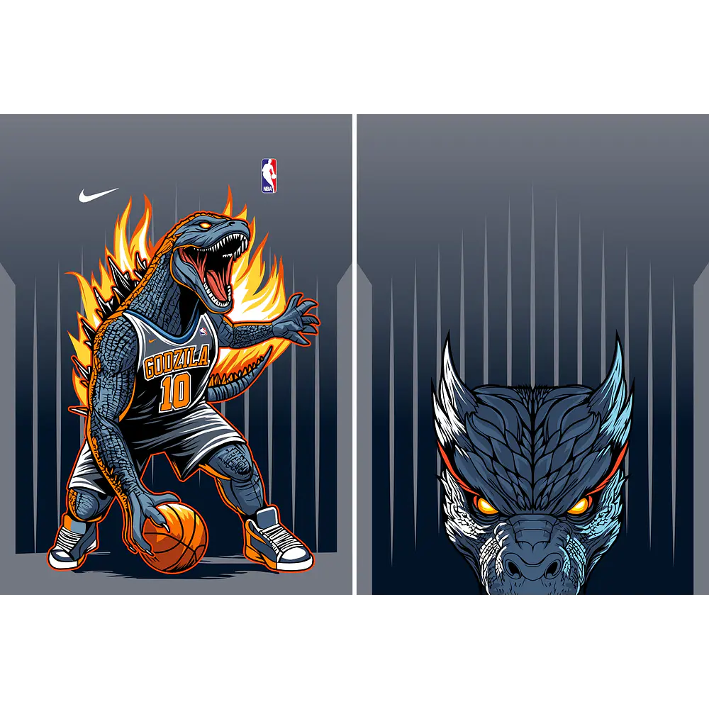 Arte Vetor Camisa Godzilla NBA Jersey Conceito