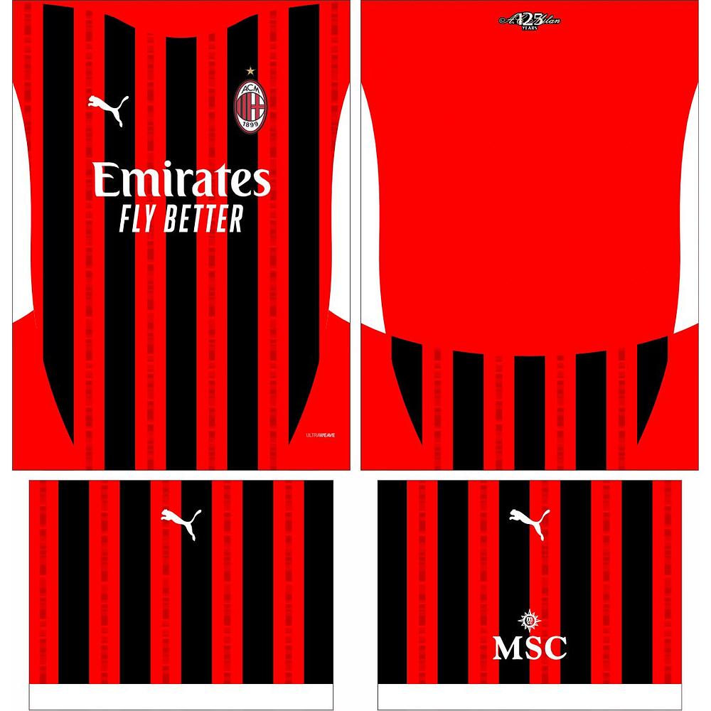 Arte Vetor Camisa AC Milan Local 2024-2025